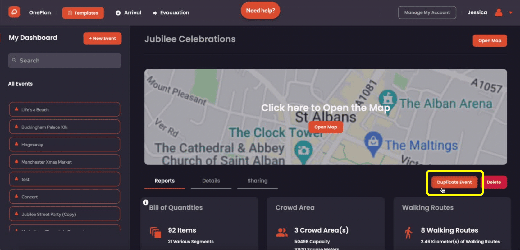 Duplicate your event plans - OnePlan Events