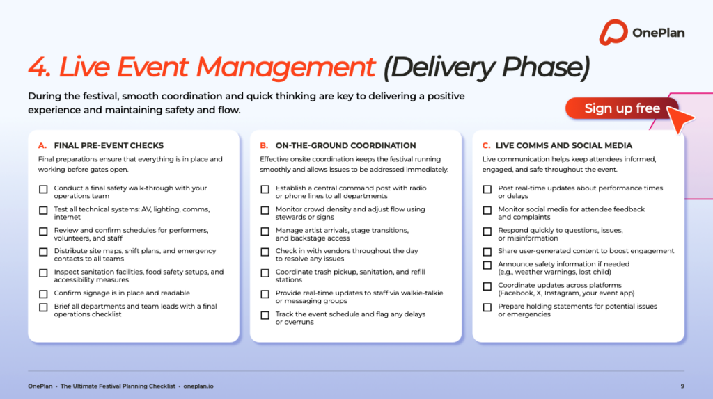 The Ultimate Festival Planning Checklist by OnePlan